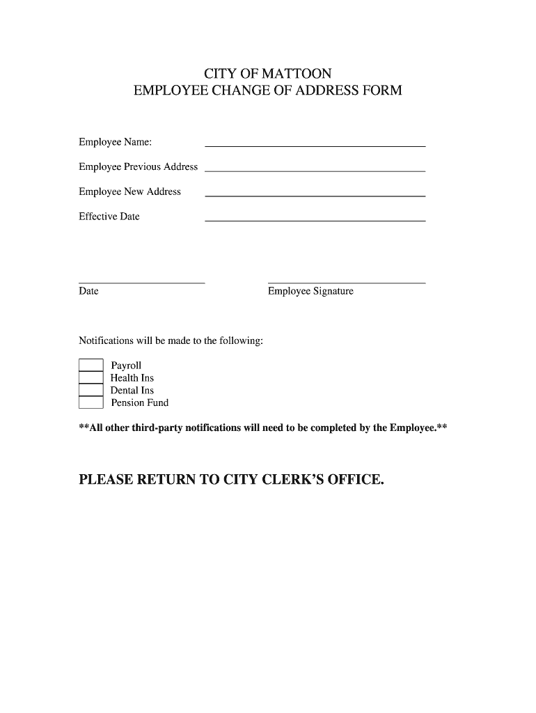 Fillable Online Employee Change of Address Form Fax Email Print - pdfFiller