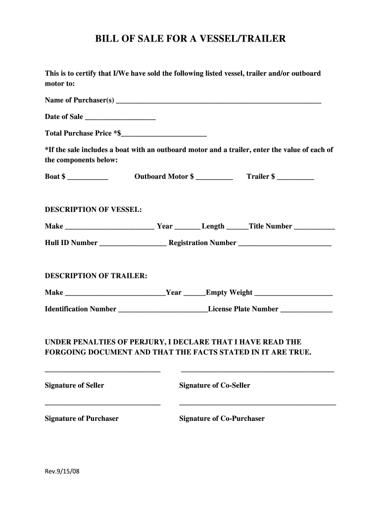 Simple Boat Bill Of Sale Template Liobands