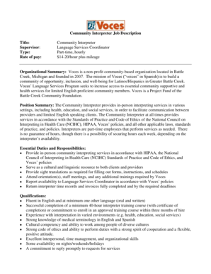 Fillable Online Community Interpreter Job Description Title: Community ...