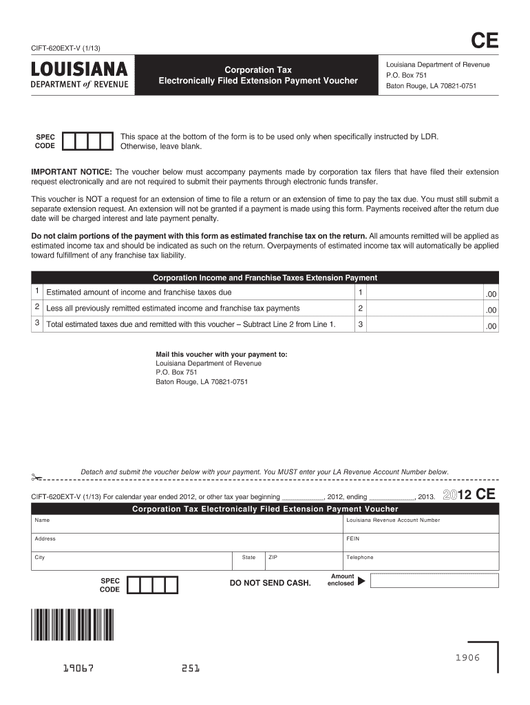 Form 620ext for la 2012: Fill out & sign online | DocHub
