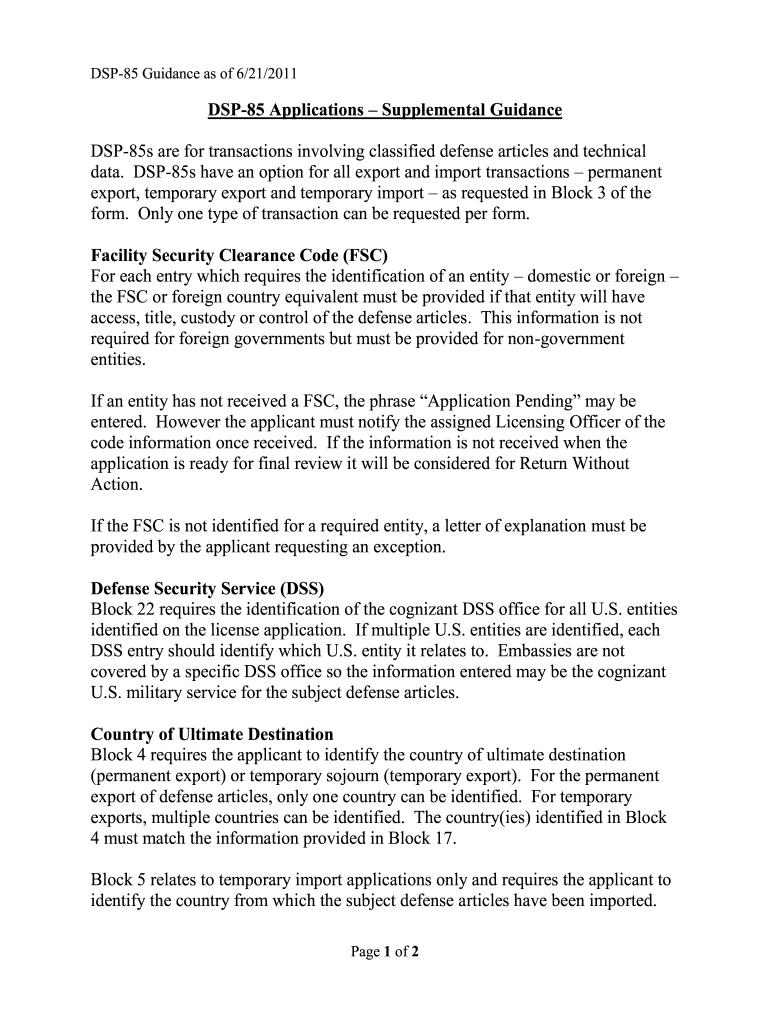 Fillable Online pmddtc state dsp 85 Fax Email Print - pdfFiller