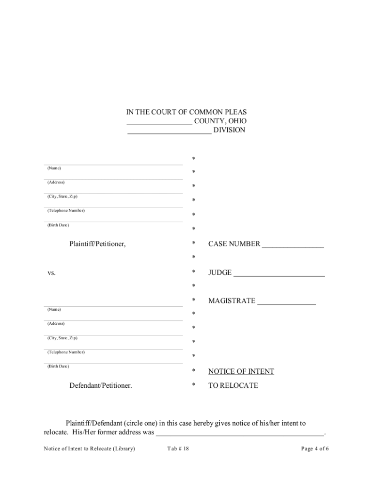 Intent To Relocate Letter Fill Out Sign Online DocHub