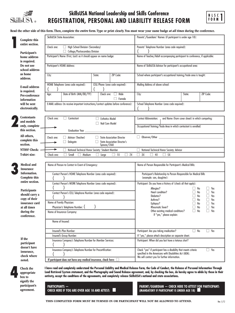 Fillable Online skillsusa national skill registry Fax Email Print ...