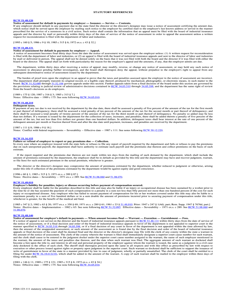 Fillable Online lni wa STATUTORY REFERENCES - Department of Labor ...