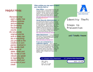 Fillable Online uta Identity Theft Steps to Prevention Brochure - uta ...