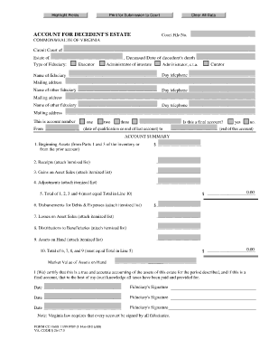 ACCOUNT FOR DECEDENT'S ESTATE - Forms - Fill and Sign Printable ...