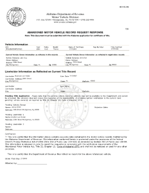 Fillable Online alabamainteractive Abandoned Motor Vehicle Record ...