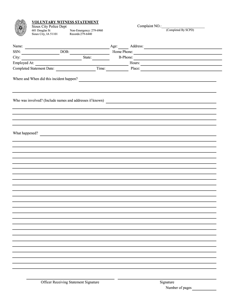 Free Witness Statement Template PRINTABLE TEMPLATES