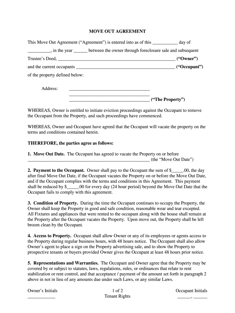 Move Out Agreement Fill And Sign Printable Template Online US Legal 
