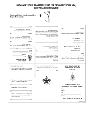 Fillable Online scouting UnIT COMMISSIOnER PROGRESS RECORD FOR THE ...