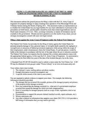 Fillable Online mvn usace army Claim Process Information - New Orleans ...