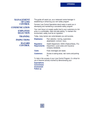 Fillable Online OPENING MANAGEMENT OF LOSS CONTROL COMMUNICATION ...