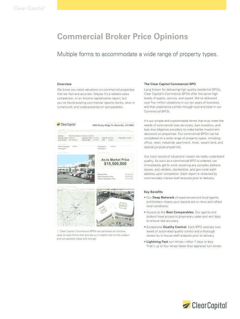 Clear Capital Commercial Broker Price Opinions Fill And Sign 
