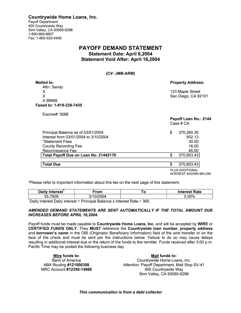 Payoff Letter Template Printable Blank PDF Online