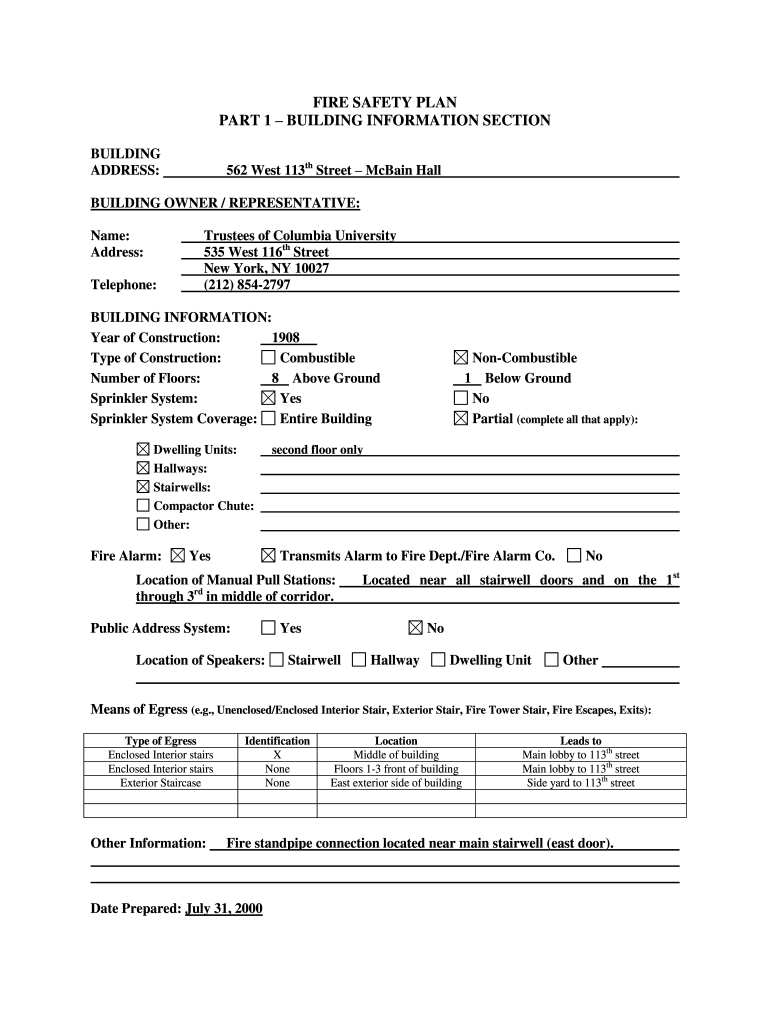 Fire Safety Plan Template Fill Out Sign Online DocHub
