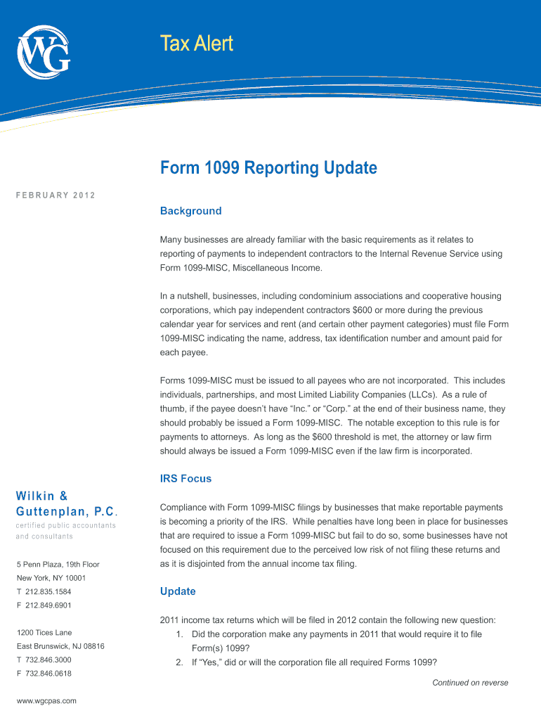 Fillable Online Form 1099 Reporting Update Fax Email Print - pdfFiller