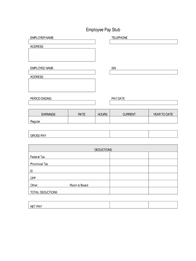 Free Pay Stub Template Word