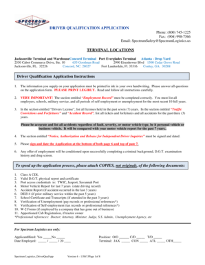 Fillable Online Spectrum Driver Application - Spectrum Logistics Fax ...