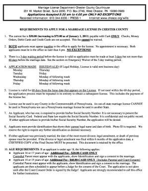 Fillable Online Marriage License Department-Chester County Courthouse ...