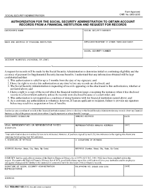 Fillable Online Authorization for the social security administration to ...