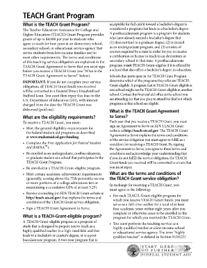 Fillable Online studentaid ed TEACH Grant Program - Federal Student Aid ...