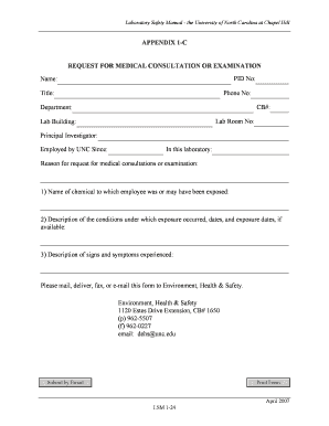 Fillable Online ehs unc Consultation Request Form - Johns Hopkins ...