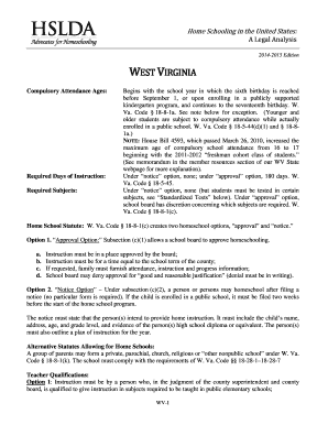 Fillable Online hslda WEST VIRGINIA - Home School Legal Defense ...
