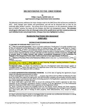 Fillable Online 2012 Revisions to the OREF Forms - Oregon Real Estate ...