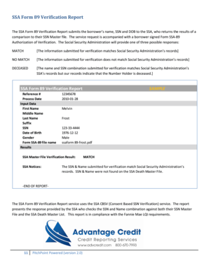 Fillable Online SSA Form 89 Verification Report Fax Email Print - pdfFiller