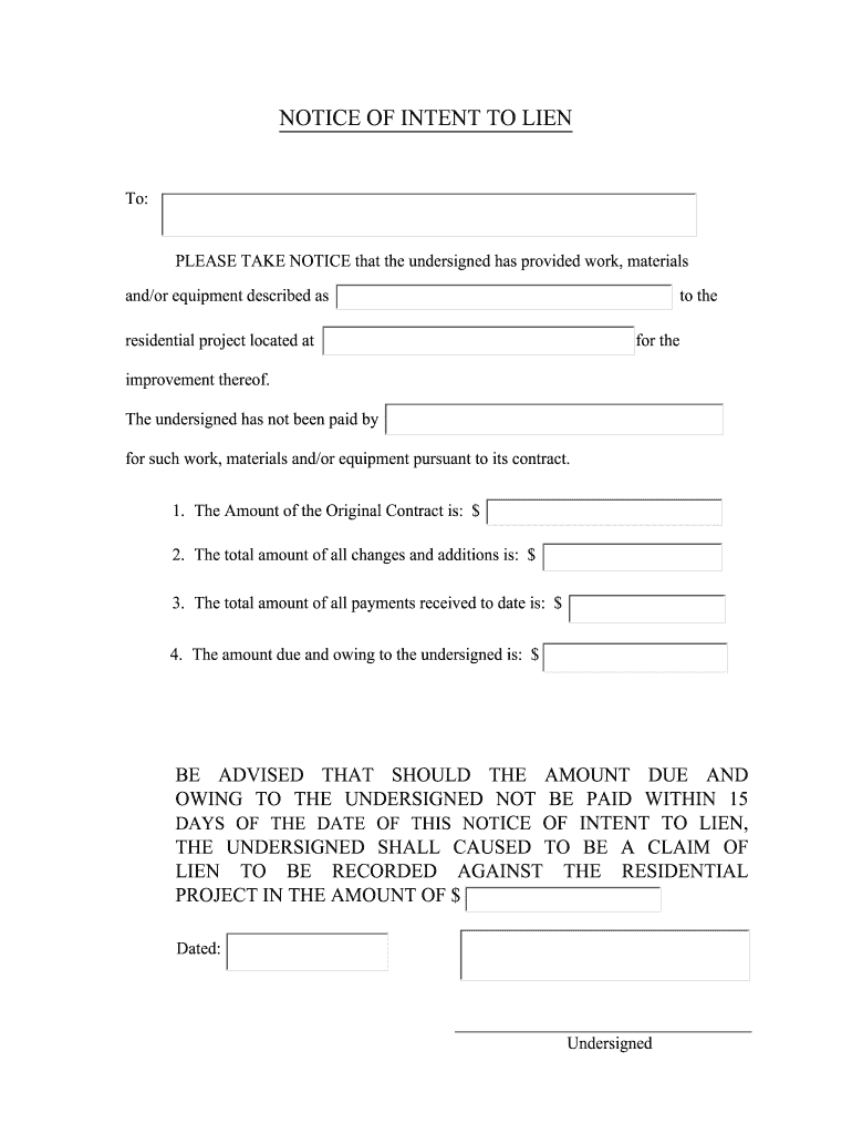 Sample Mechanics Lien Form Classles Democracy