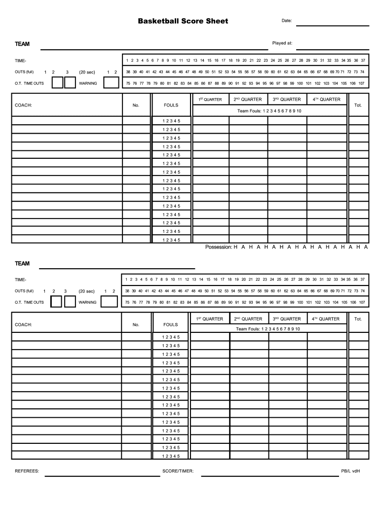 Basketball Score Sheet Fill And Sign Printable Template Online US 
