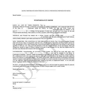 Fillable Online Annual Renewable Performance Bond Sample 4.25.12 with ...