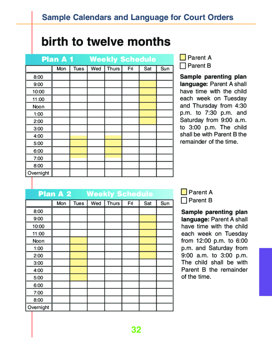 Design Parenting Time Calendar For Free