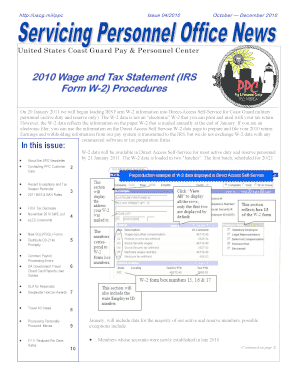 Fillable Online uscg 2010 Wage and Tax Statement (IRS Form W-2 ...