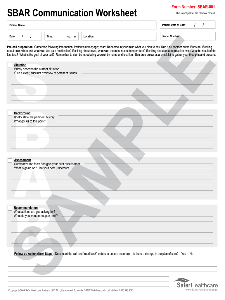 Sbar Template Word Fill Online Printable Fillable Blank PdfFiller