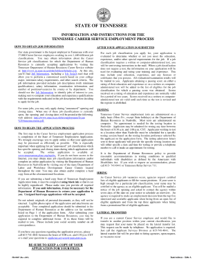Fillable Online treasury tn employment application for state of ...