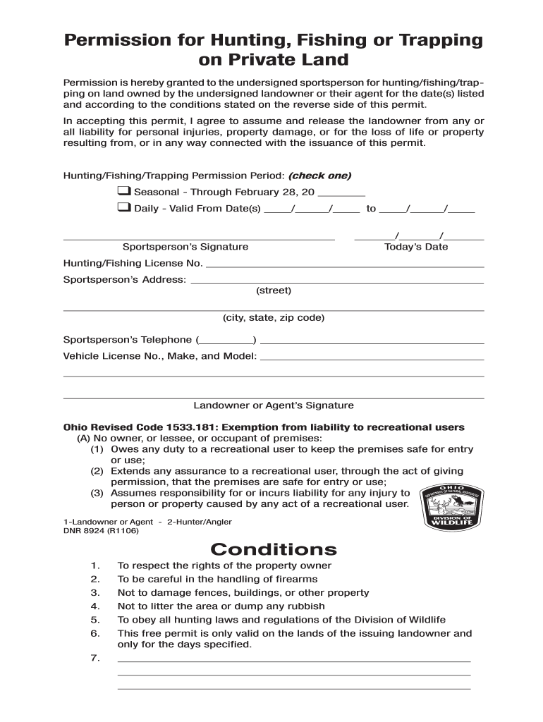 2006 Form OH DNR 8924Fill Online Printable Fillable Blank PdfFiller