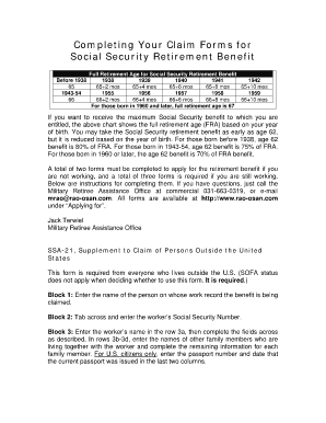 Fillable Online Completing Your Claim Forms for Social Security ...