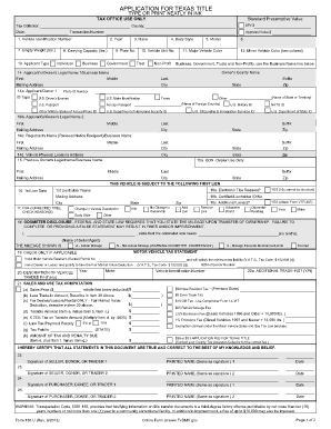 Fillable Online traviscountytax application for texas title form Fax ...