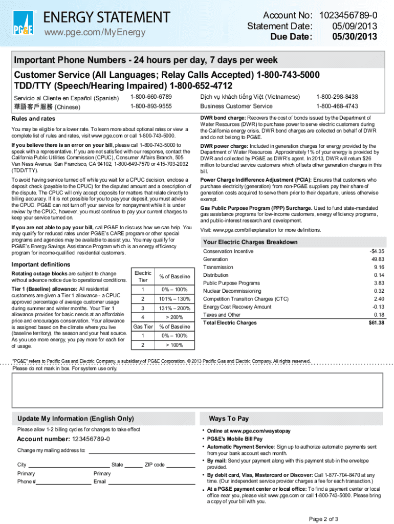 Utility Bill Template Fill Online Printable Fillable Blank PdfFiller