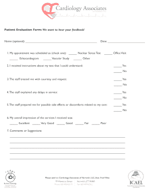 Fillable Online Patient Evaluation Form - Cardiology Associates of ...