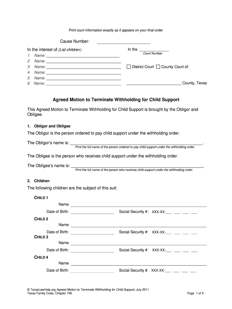 Child Support Termination Form Texas Fill Out Sign Online DocHub