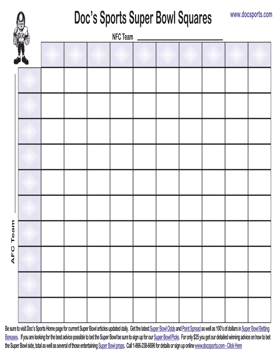 Printable Blank Super Bowl Squares