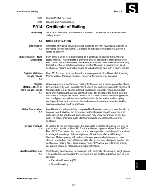 Fillable Online DMM S914 Certificate of Mailing Fax Email Print - pdfFiller