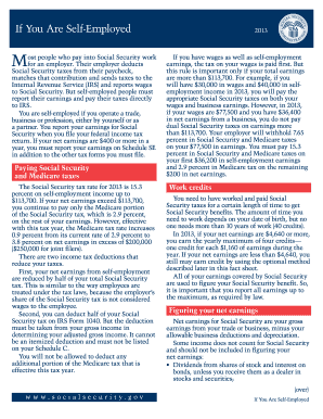 Fillable Online ssa If You Are Self-Employed - Social Security Fax ...