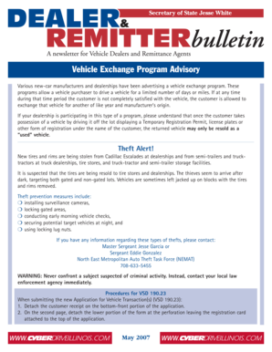 Fillable Online Vehicle Exchange Program Advisory - CyberDrive Illinois ...