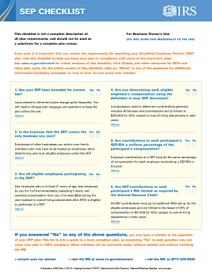Fillable Online irs SEP Checklist - Internal Revenue Service Fax Email ...