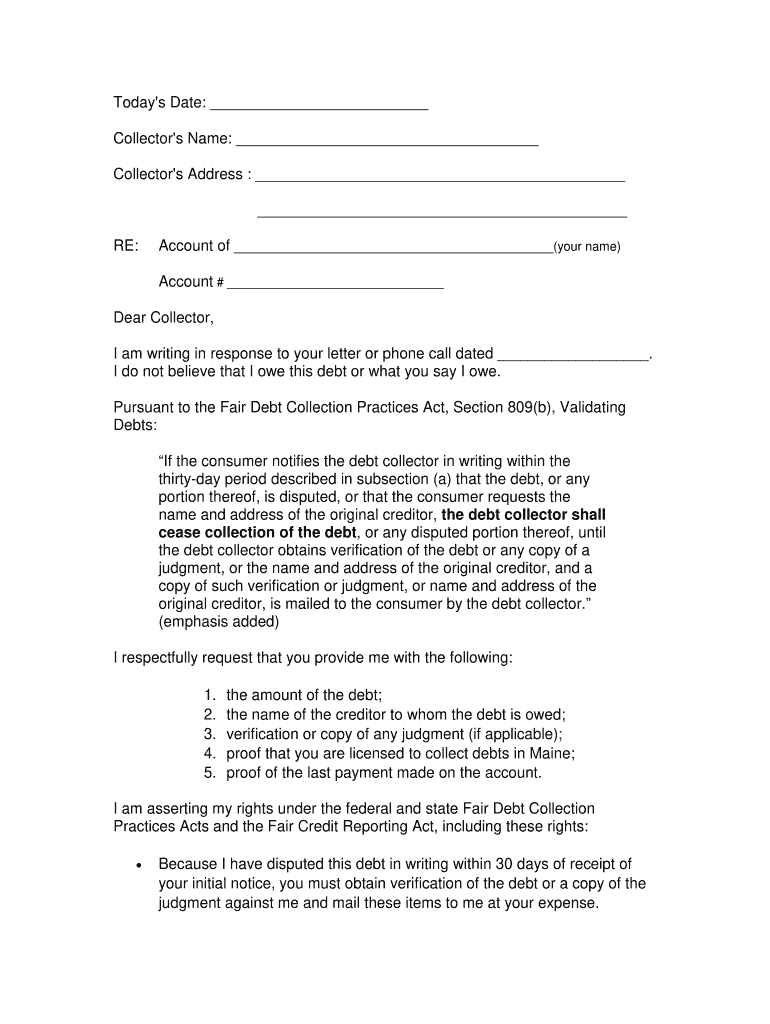 Collection Dispute Letter Pdf Fill Online Printable Fillable Blank PdfFiller