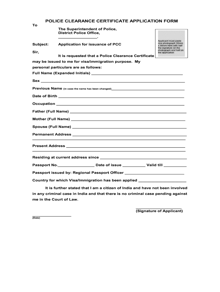 India Police Clearance Certificate Application Haryana Fill And 