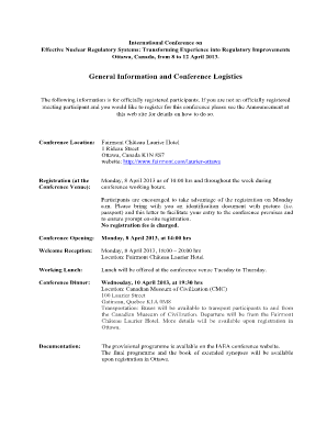 Fillable Online www-pub iaea General Information and Conference Logistics - www-pub iaea Fax ...